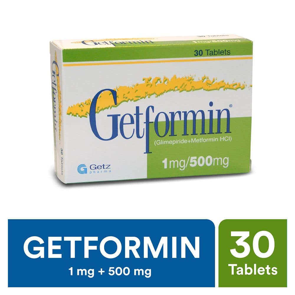 Getformin 1mg+500mg Tablet 10 'S - Uses, Formula, Side Effects