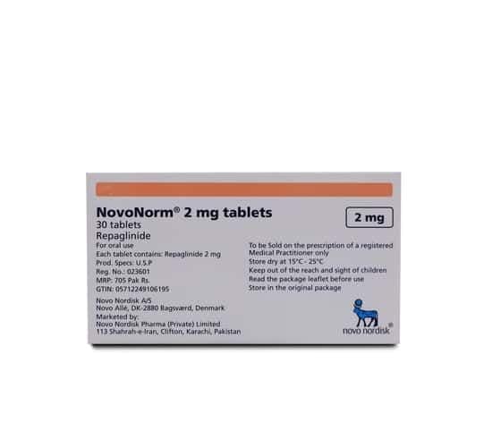 NovoNorm 2mg Tablet 15 'S - Uses, Formula, Side Effects