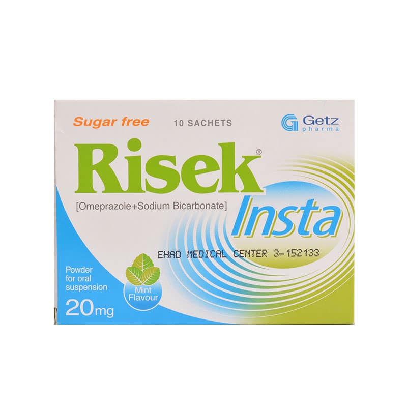 Risek Insta 20mg+1680mg Sachet 1 'S - Uses, Formula, Side Effects
